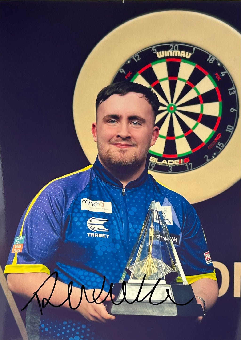 LUKE THE NUKE LITTLER SIGNED PREMIER LEAGUE DARTS CHAMPIONS 12x8 (AFTA