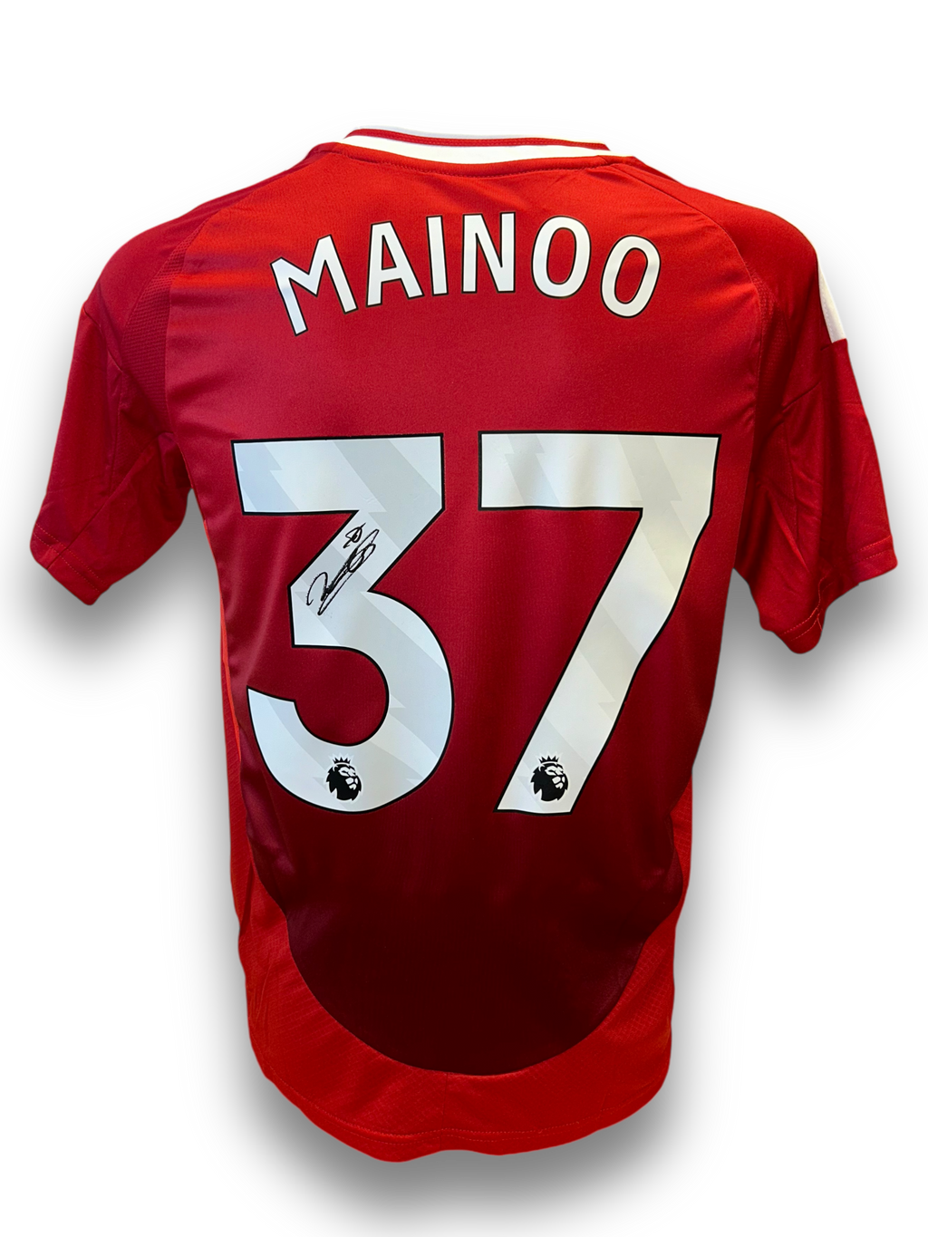 KOBBIE MAINOO SIGNED 2024/25 MANCHESTER UTD HOME SHIRT (AFTAL COA)