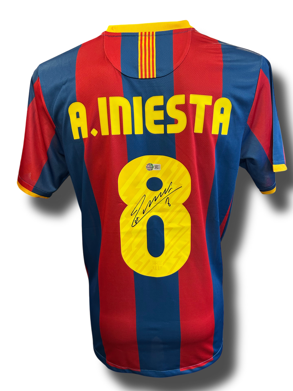 ANDRES INIESTA SIGNED FC BARCELONA 2010/11 UCL HOME SHIRT (AFTAL AUTHE