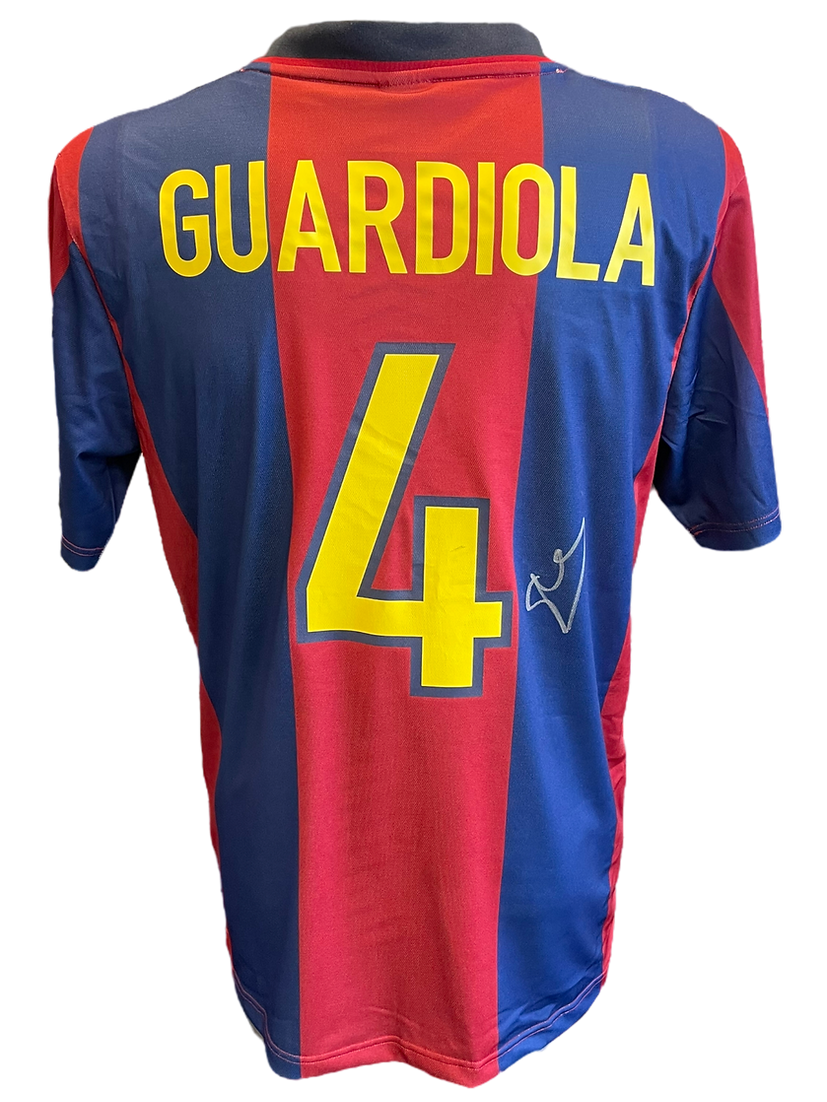 PEP GUARDIOLA SIGNED FC BARCELONA 1998 RETRO GUARDIOLA 4 SHIRT 2 (AFTA