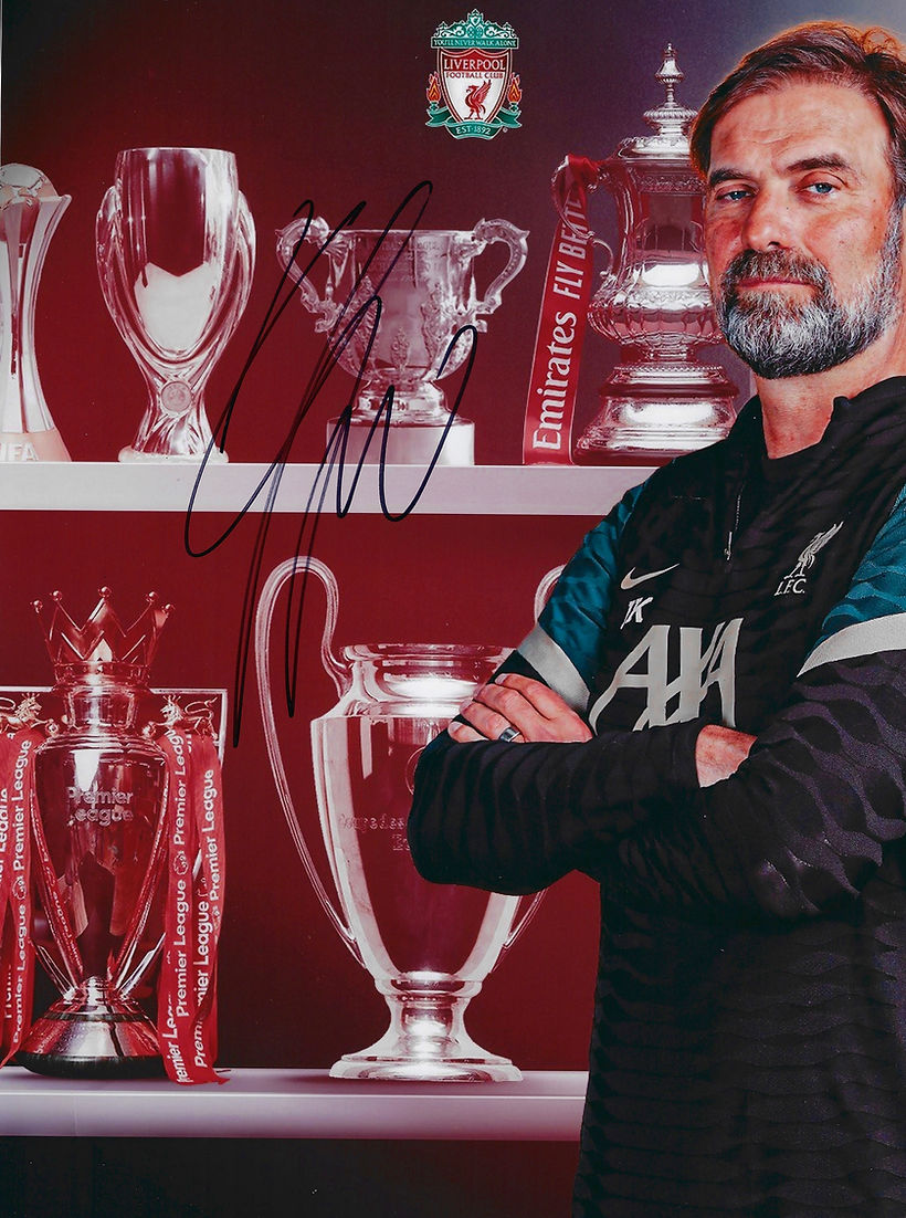 JURGEN KLOPP SIGNED LIVERPOOL FC 16x12 EVERY MAJOR TROPHY MONTAGE 2 (A
