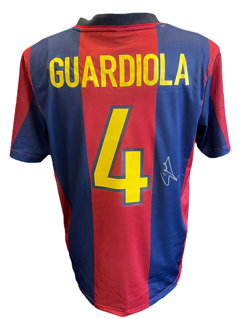 PEP GUARDIOLA SIGNED FC BARCELONA 1998 RETRO GUARDIOLA 4 SHIRT (AFTAL