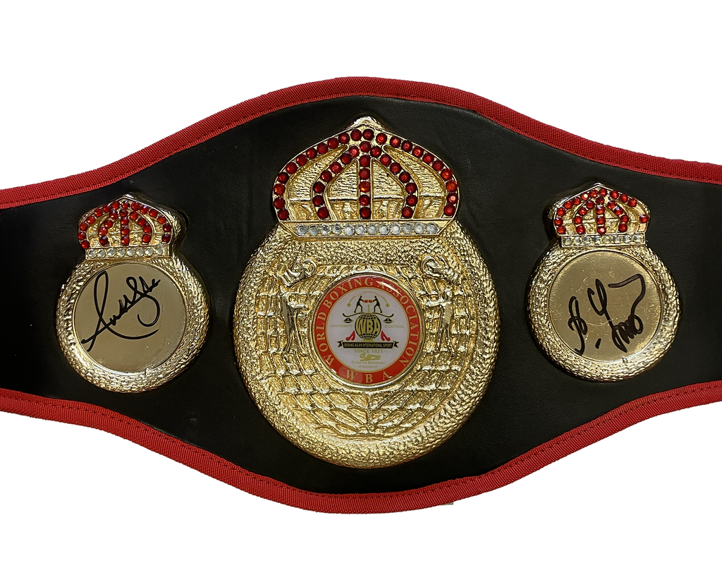 ANTHONY JOSHUA & OLEKSANDR USYK SIGNED WBA BOXING MINI CHAMPION BELT