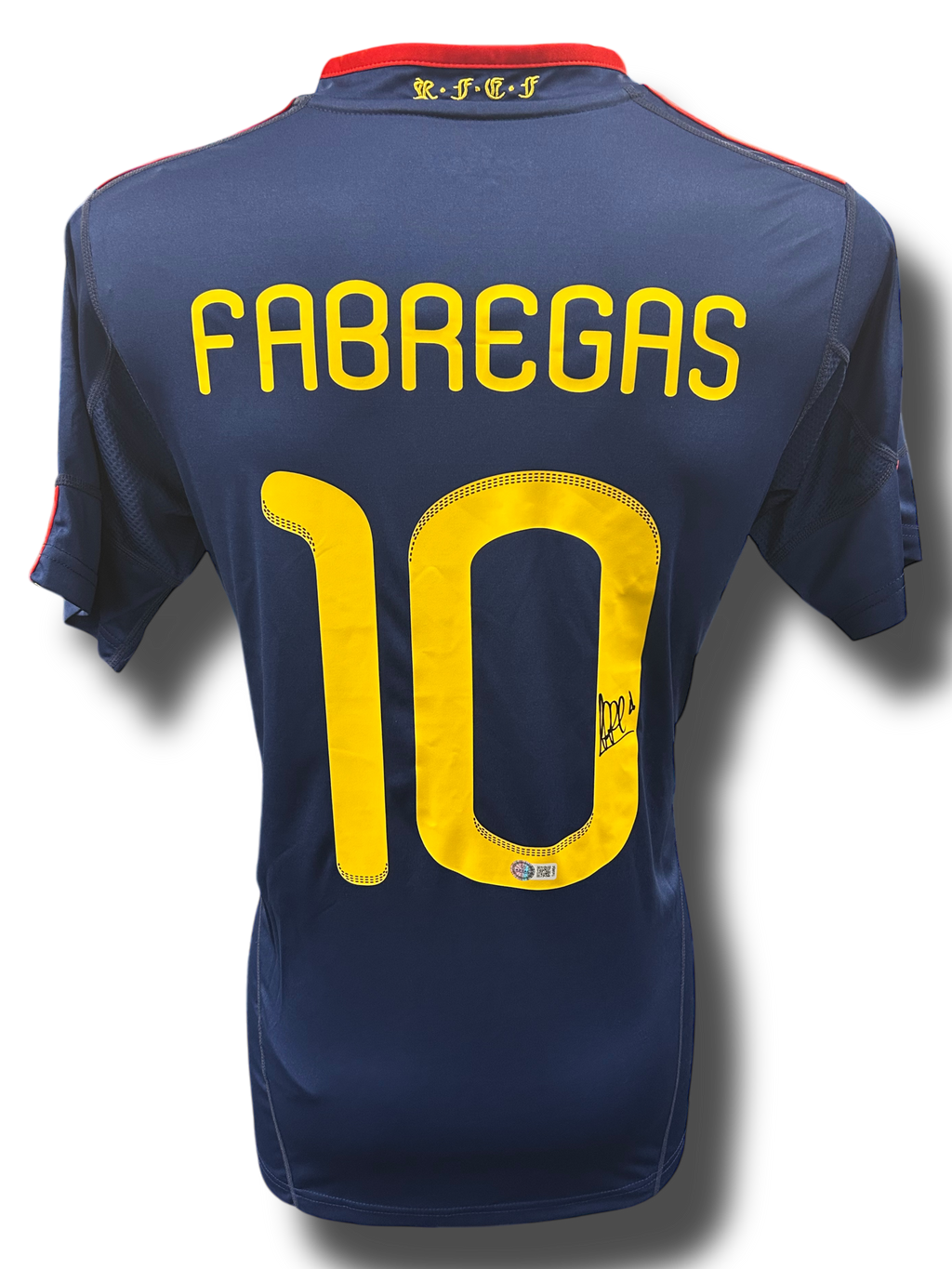 CESC FABREGAS SIGNED SPAIN WORLD CUP WIN 2010 AWAY SHIRT (AFTAL AUTHEN