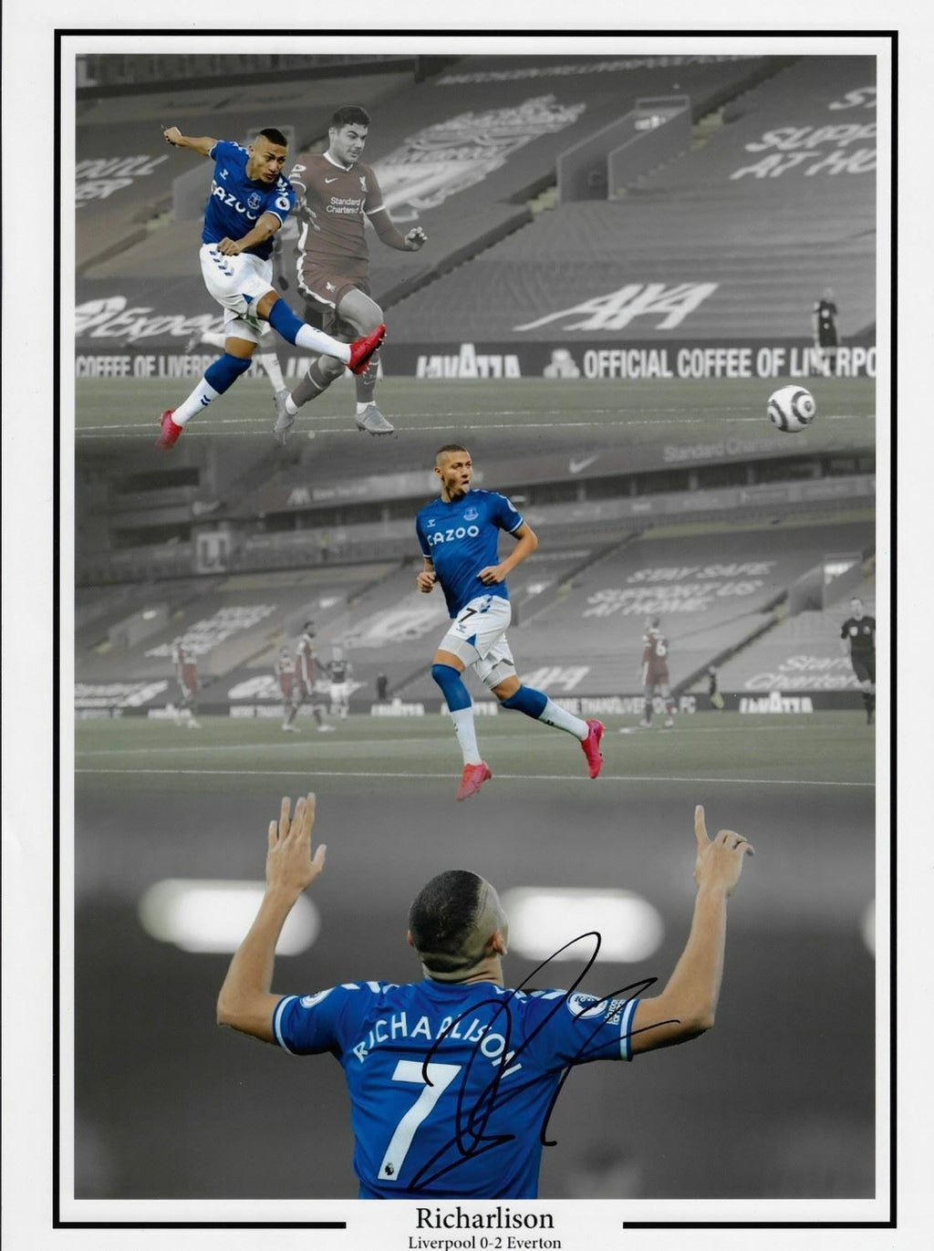 RICHARLISON SIGNED EVERTON FC 16X12 ANFIELD MERSEYSIDE DERBY PHOTO (AF