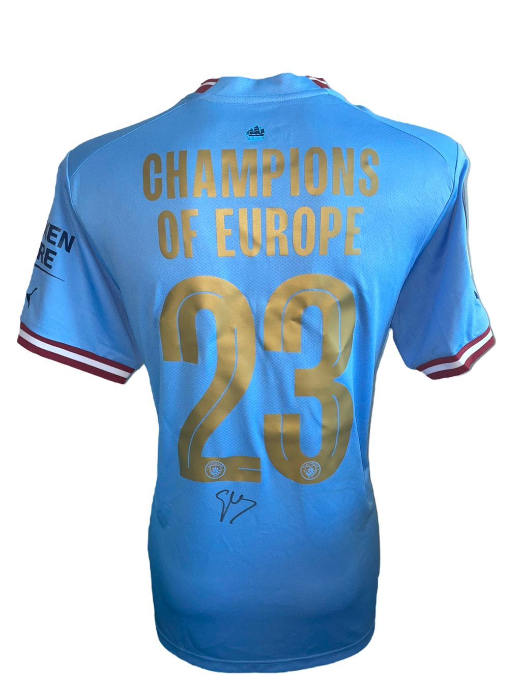 PEP GUARDIOLA SIGNED 2022/23 MAN CITY CHAMPIONS OF EUROPE SHIRT (AFTAL
